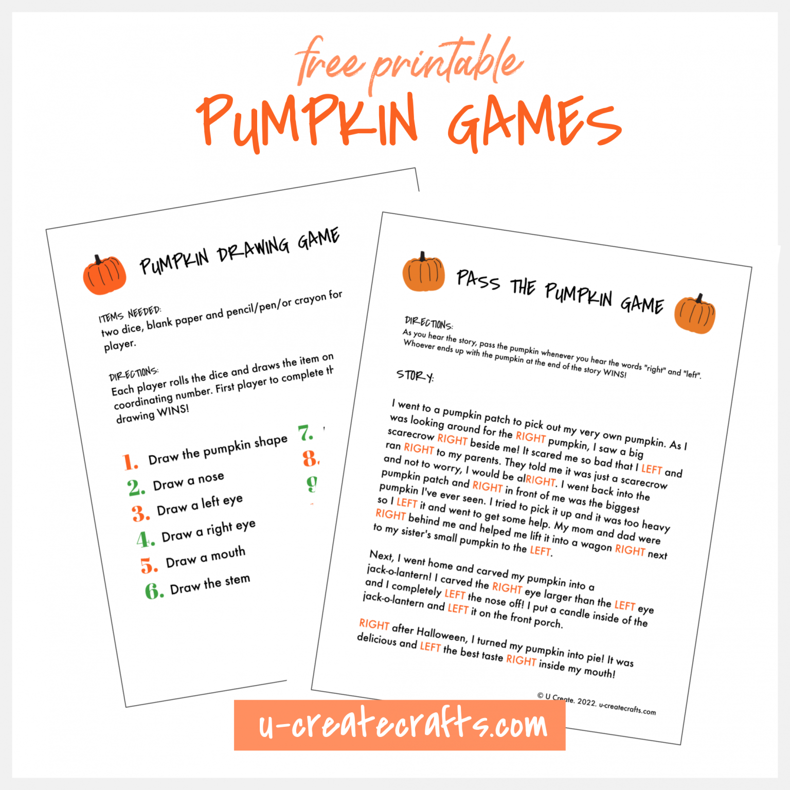 Free Printable Pumpkin Games - U Create