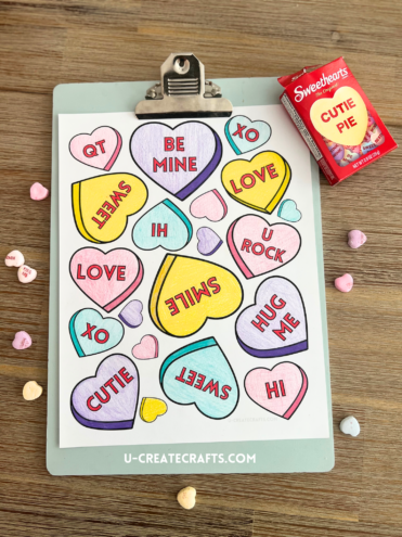 Conversation Hearts Valentine Coloring Page - U Create