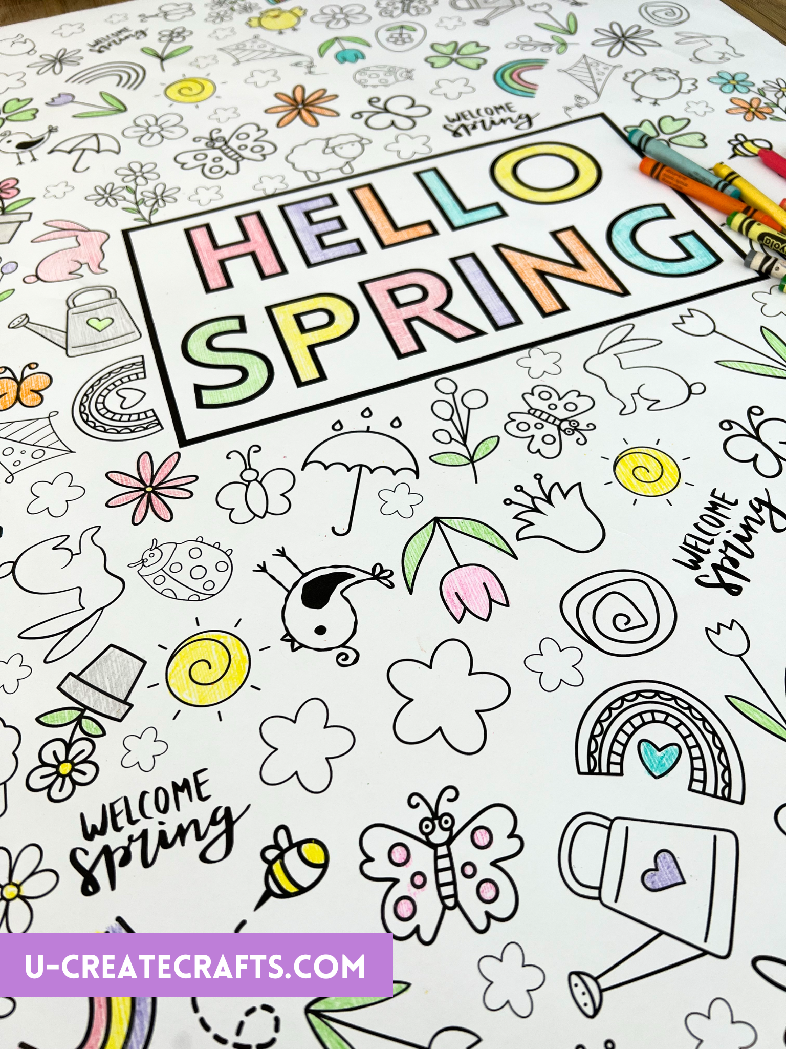 Spring Coloring Poster and Page - U Create