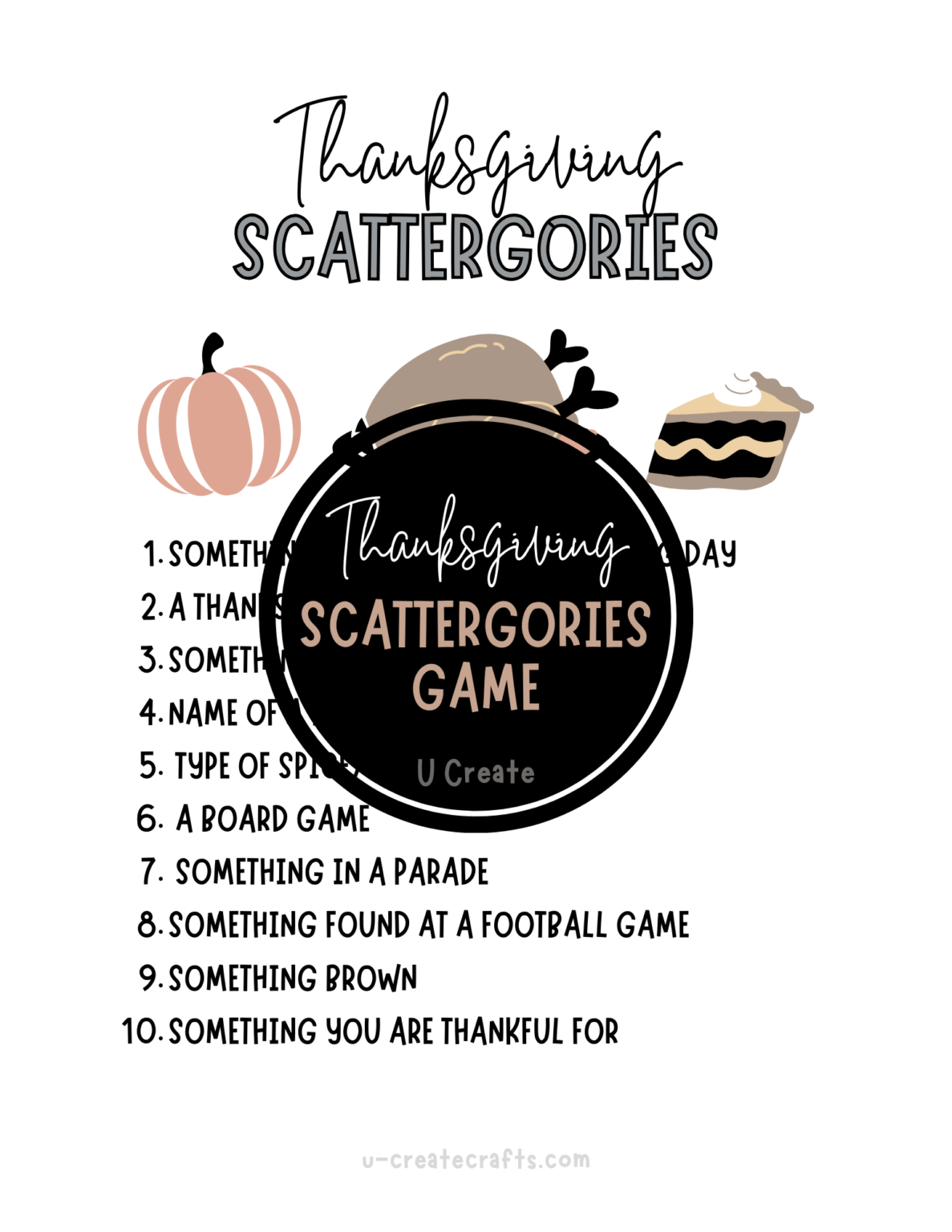 Thanksgiving Scattergories Printables - U Create