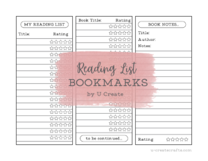 Reading Tracker Bookmarks - U Create