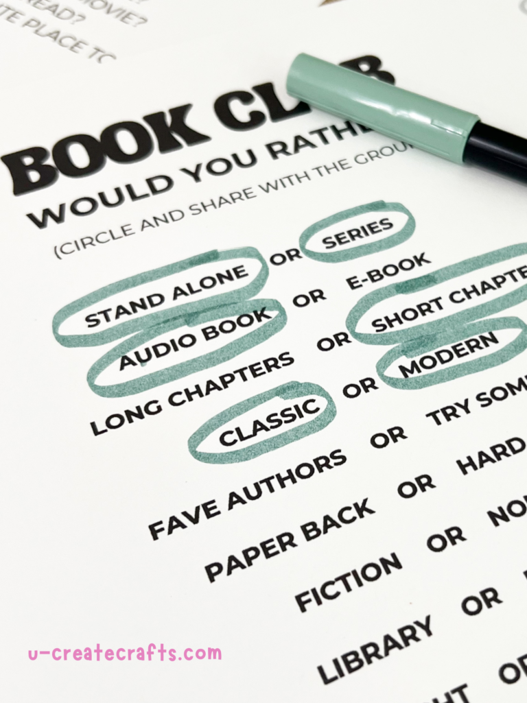 Book Club Printables - Elevate Your Book Club - U Create