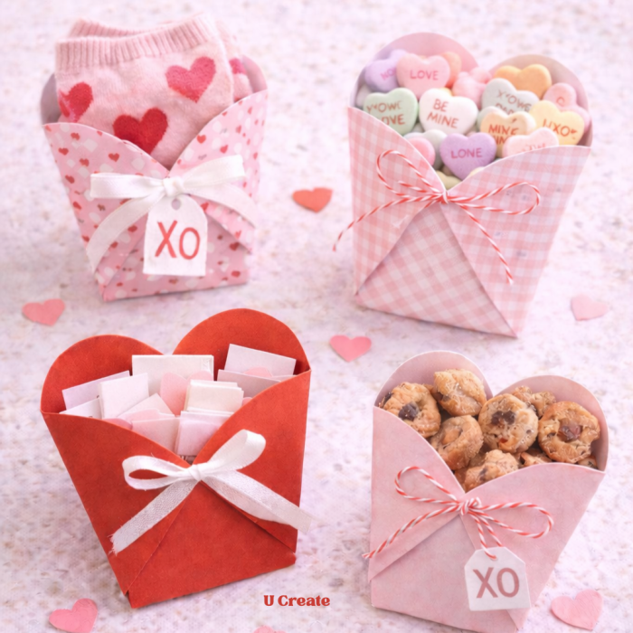 Easy Folded Paper Heart Treat Pockets for Valentine’s Day - U Create