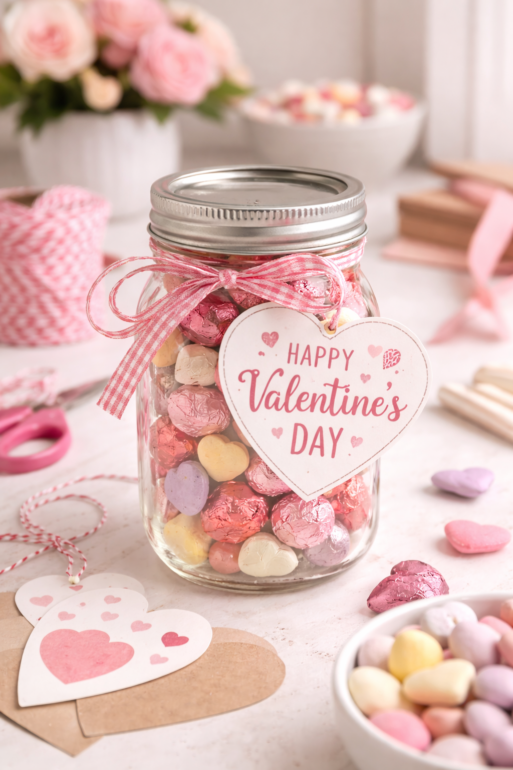 DIY Valentine Mason Jar Gift with Free Printable Tag - U Create