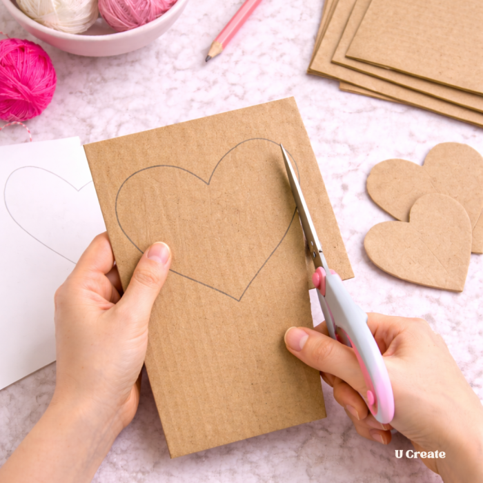 Easy Yarn Wrapped Cardboard Hearts for Valentine’s Day - U Create