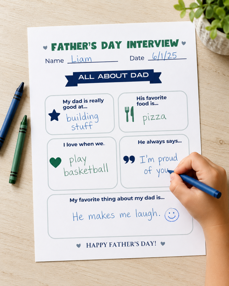 Father’s Day Interview Printable Kids Can Fill Out - U Create